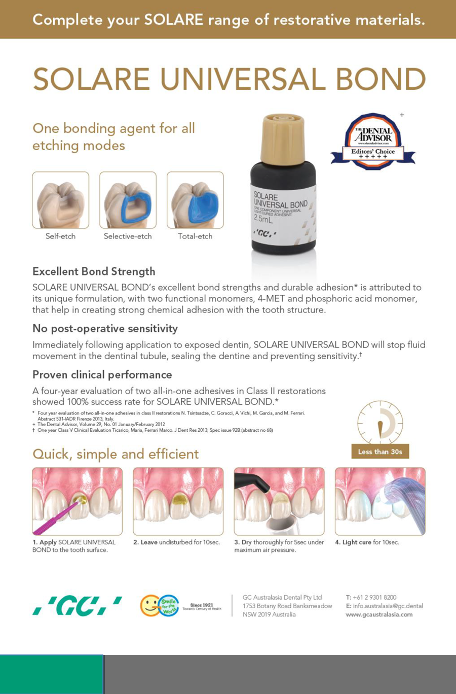 GC SOLARE Universal Bond 2.5ml Bottle - Adam Dental Supplies Australia